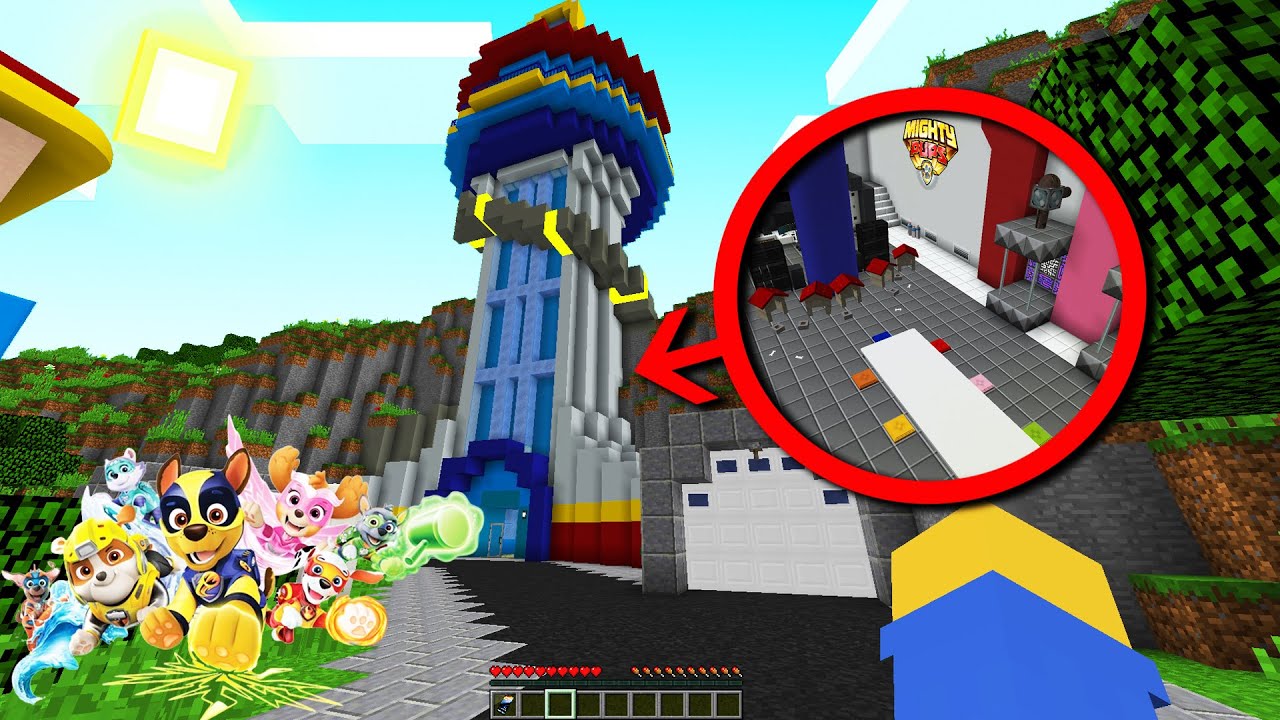 LA BASE SECRETA DE LOS MIGHTY PUPS PAW PATROL EN MINECRAFT 😱 - YouTube