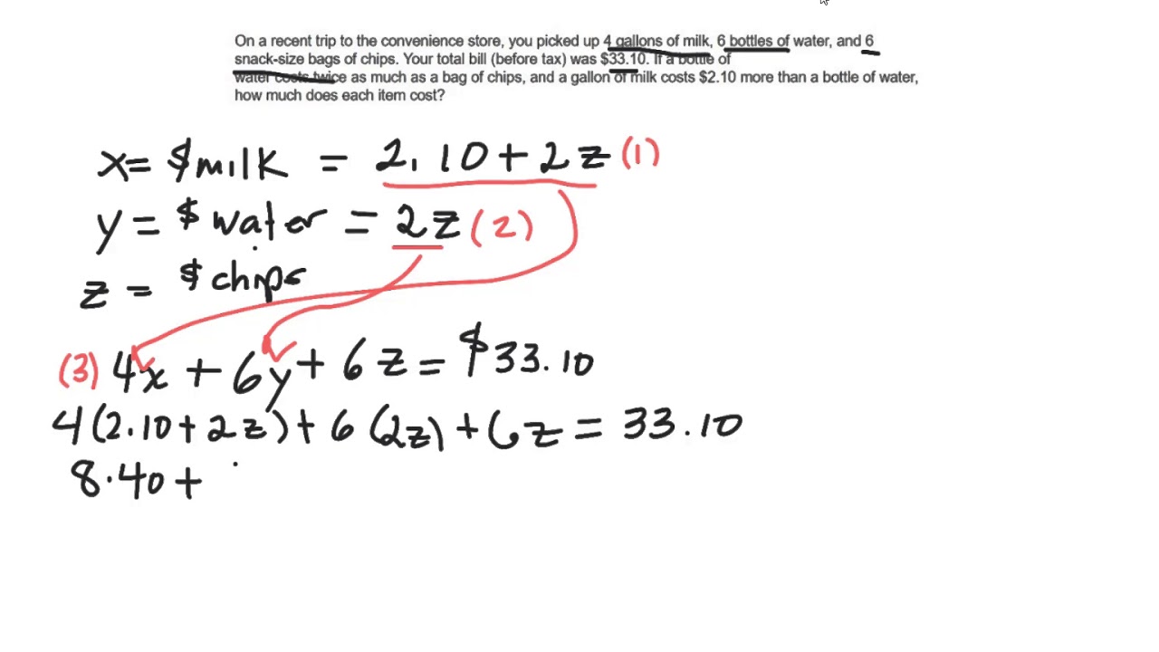 Systems of Equation - 3x3 Application - YouTube