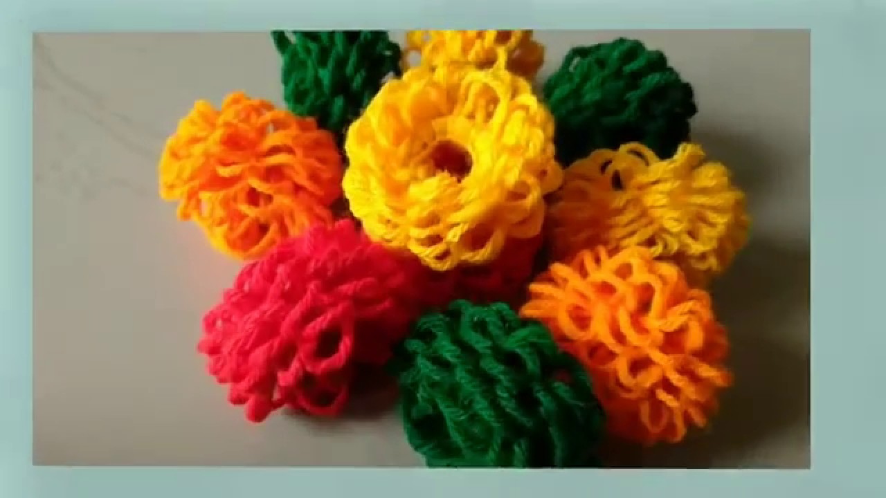 Woolen flower step by step,Woolen flower making tutorial,woolen flower ...