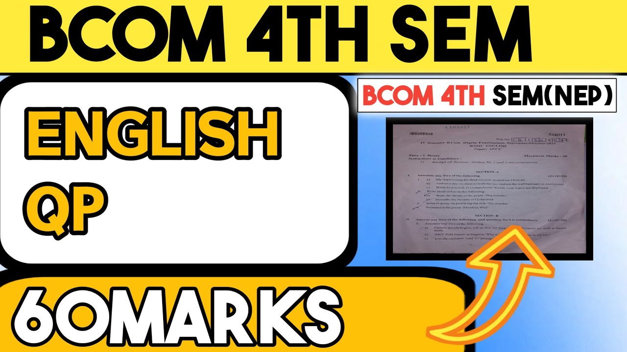 BCOM 4TH SEM ENGLISH QUESTION PAPER - YouTube