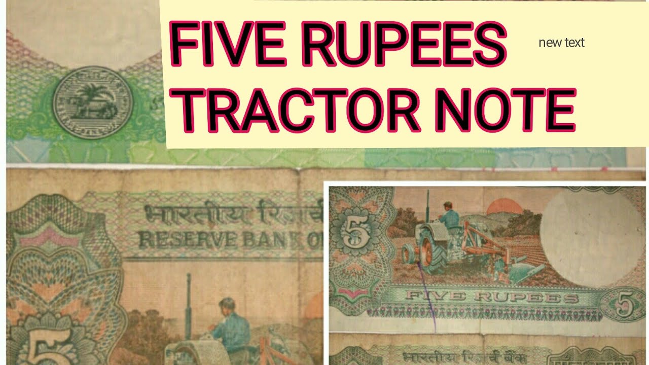 Indian 5 Rupees Tractor Bank Note in tamil/5 Rupees R.N.Malhotra 1985 ...