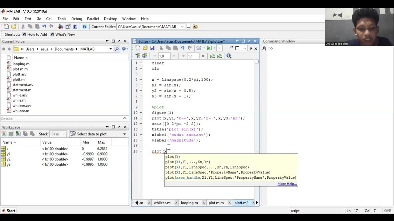 tutorial matlab (sub plot) 10 - YouTube