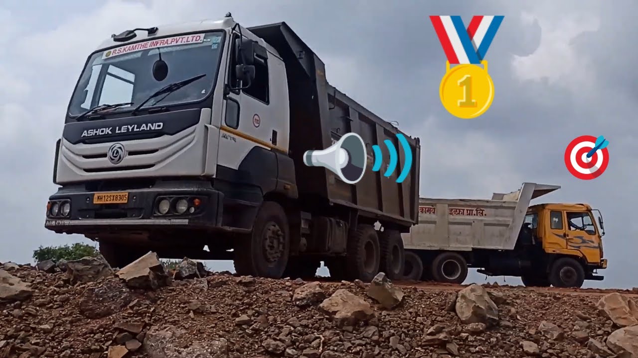 dump truck race video NEW | dumper truck full speed running on road ...