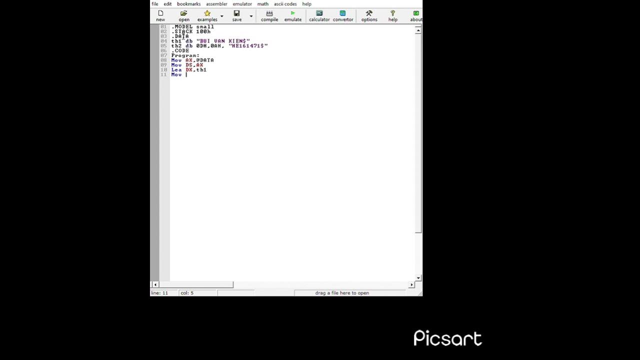 bài tập loop, emu8086 - YouTube