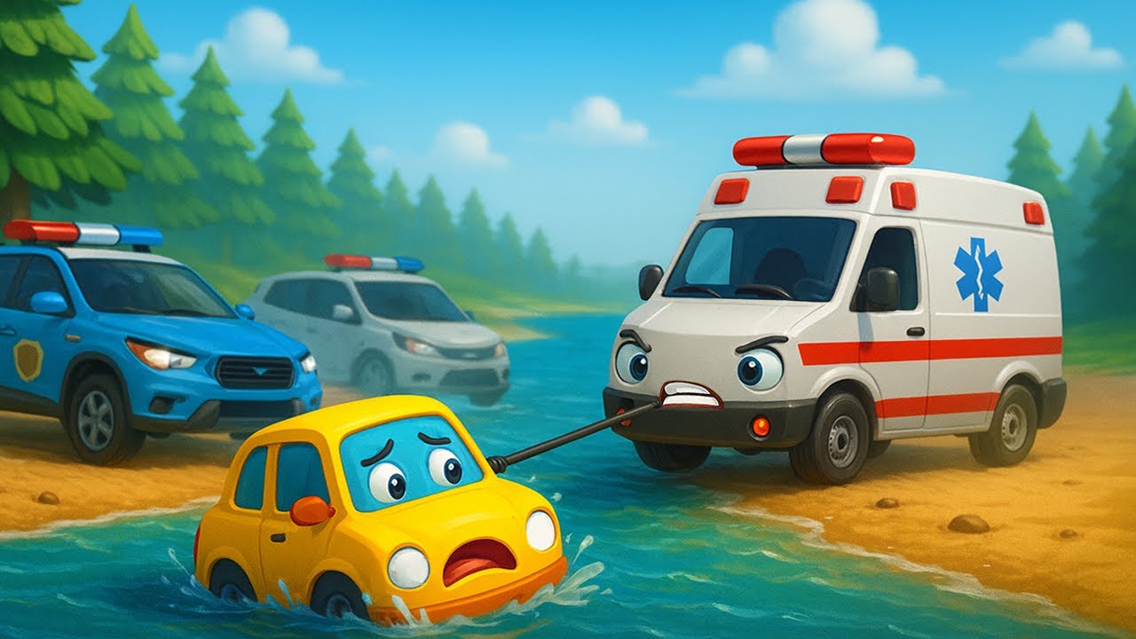 🚨 Police & Ambulance Rescue the Drowning Yellow Car! 🌊🚗 | Car Friends ...