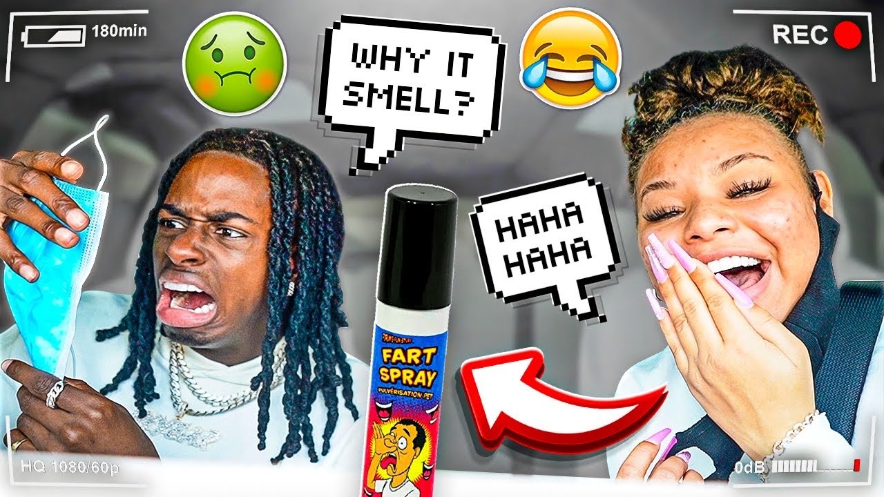I SPRAYED FART SPRAY IN MY BOYFRIEND MASK! *HILARIOUS REACTION* - YouTube