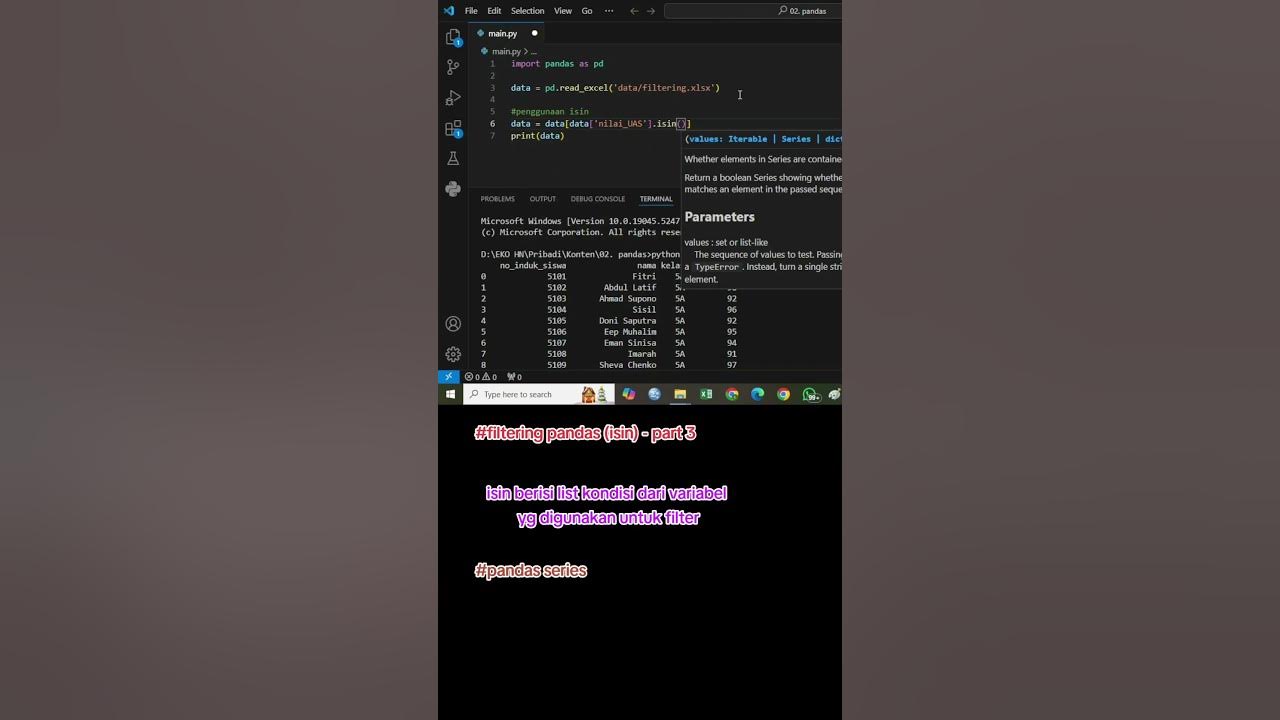 Filtering Baris Dengan Isin Python Pandas Datasains Dataanalytics Olahdata Datascience