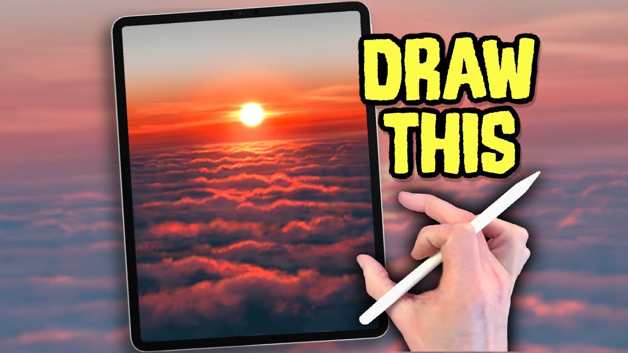 EASY PROCREATE DRAWING Tutorial in simple steps - Clouds Sky Sunrise ...