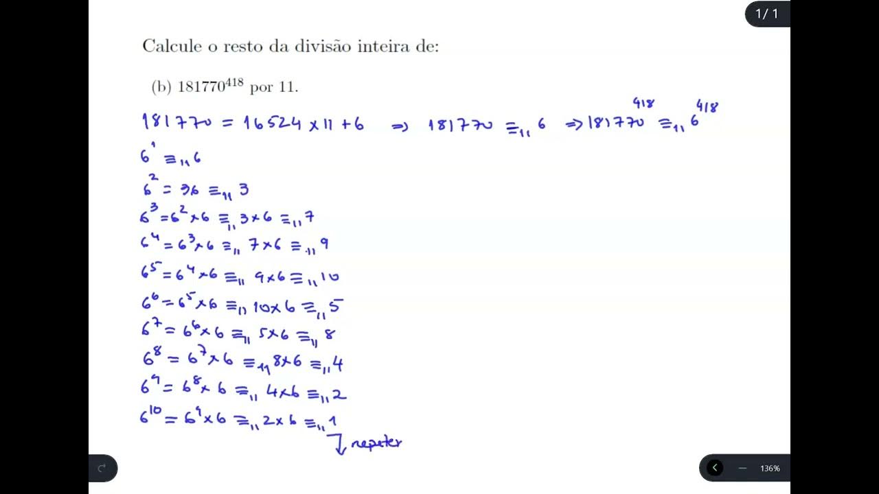 Resto da divisao inteira Ex 1 - YouTube