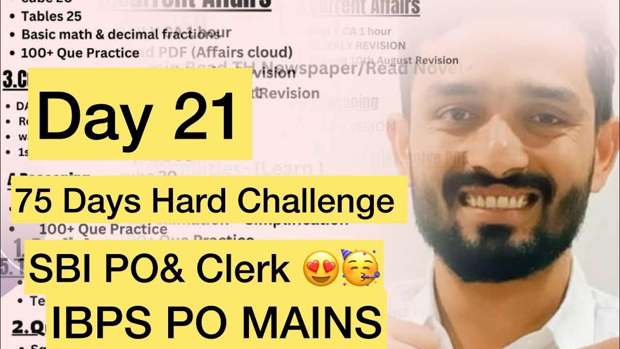 Day -21 || 75 Days Hard Challenge ️♥️ For SBI PO & Clerk || IBPS PO ...