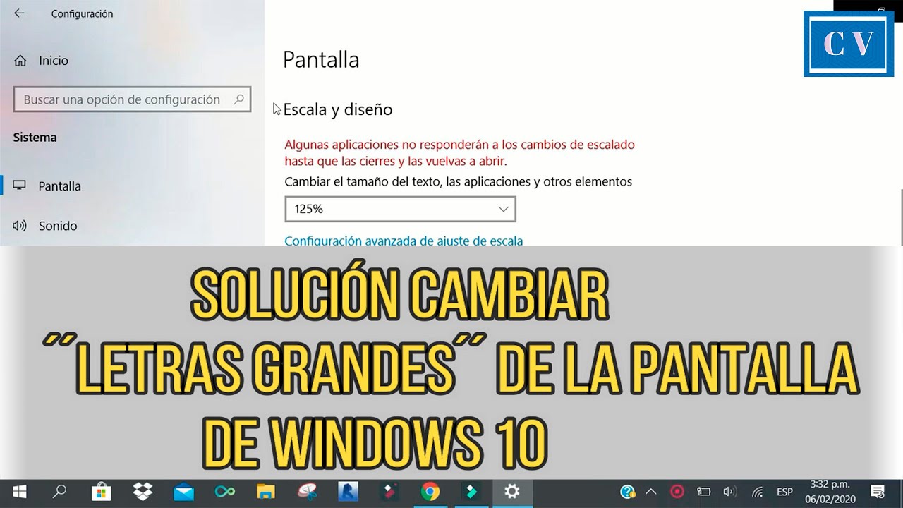 Solución cambiar letras grandes de la pantalla windows 10 - YouTube