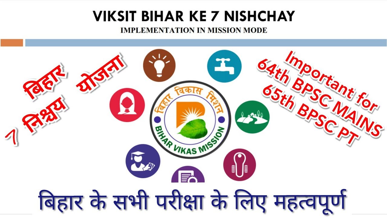 Saat Nischay Yojana in Bihar(7 निश्चय बिहार योजना) - YouTube