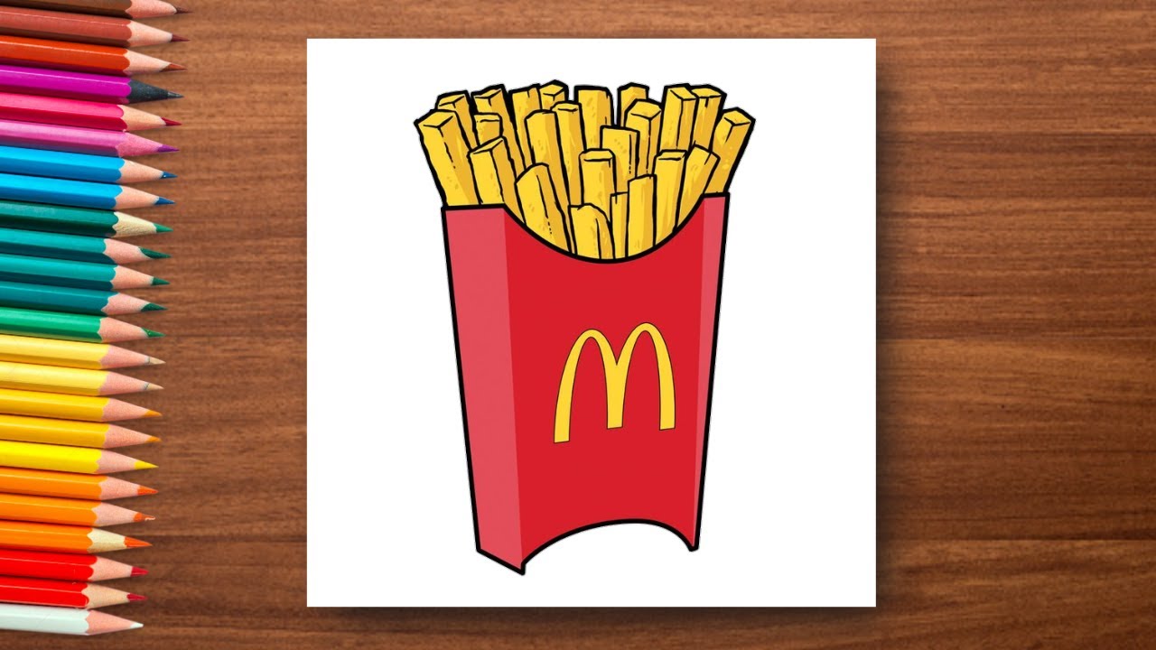 How to draw French fries | French Fries drawing with Watercolor ...