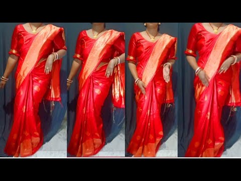 Red colour saree draping|Easy saree draping style|saree how to wear ...