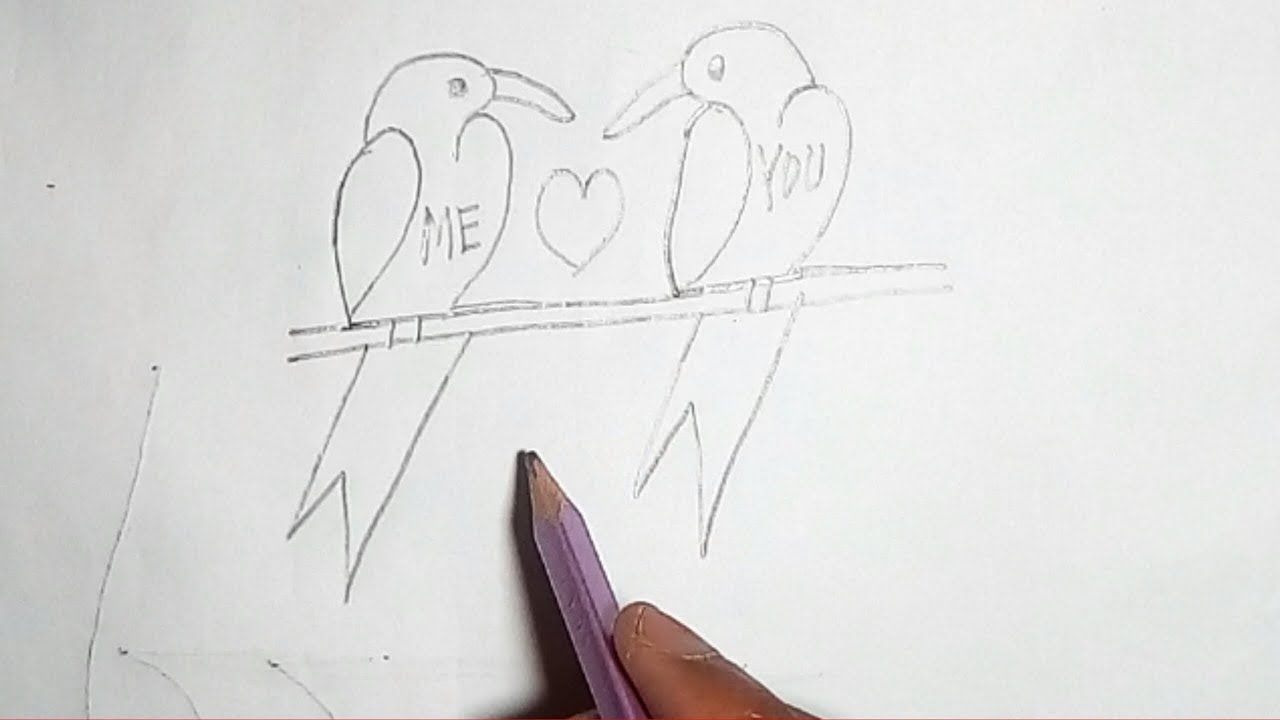 Using number 22 How To Draw Love Birds Very Easy Step by Step For Kids ...