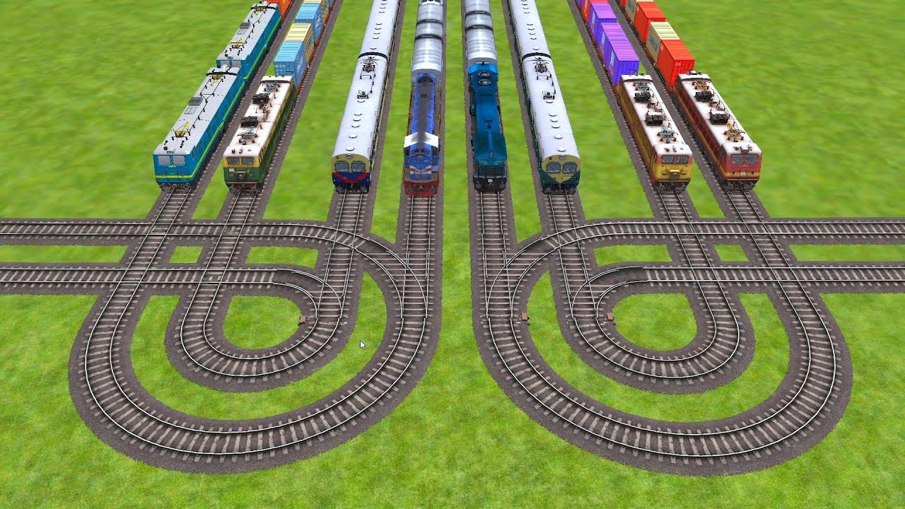 EIGHT RAILS PASSING FOR ROUND CIRCLE TRACKS ZIG ZAG TRACKS || train ...