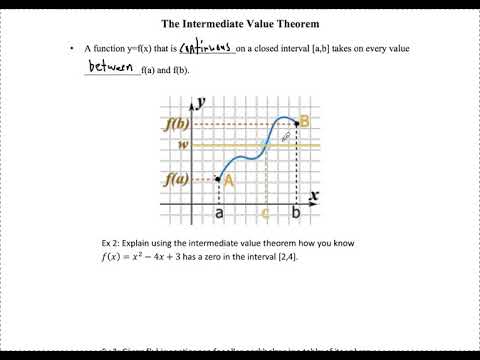 AP Calculus BC Lesson 1.7 Intermediate Value Theorem and Review - YouTube