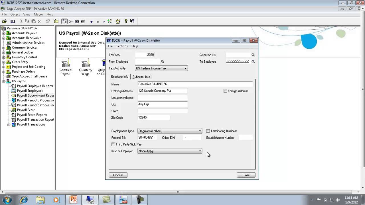 Sage 300 ERP (ACCPAC) US Payroll W2's on Disk(ette) - YouTube