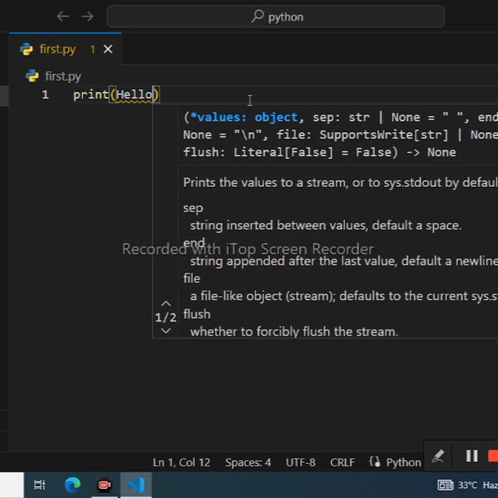 Python First Program Python Language Coding Python Pythonprogramming Youtube