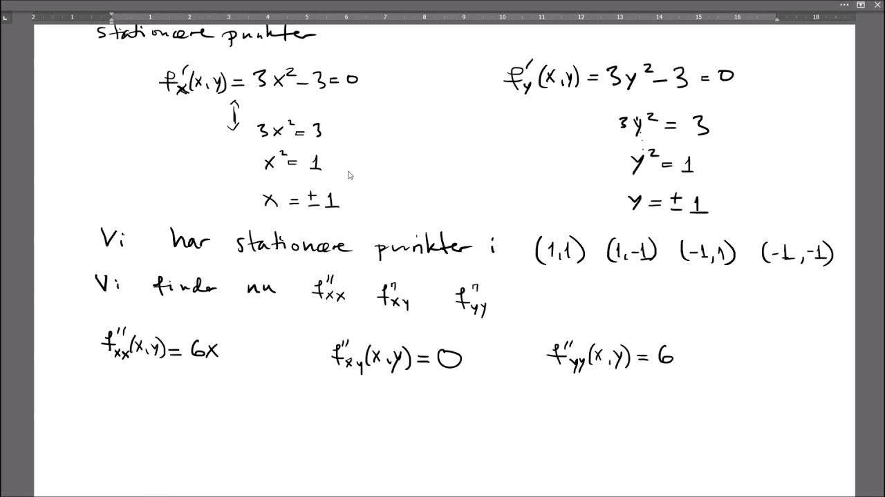 Stationære punkter og ekstrema for funktioner af 2 variable - YouTube