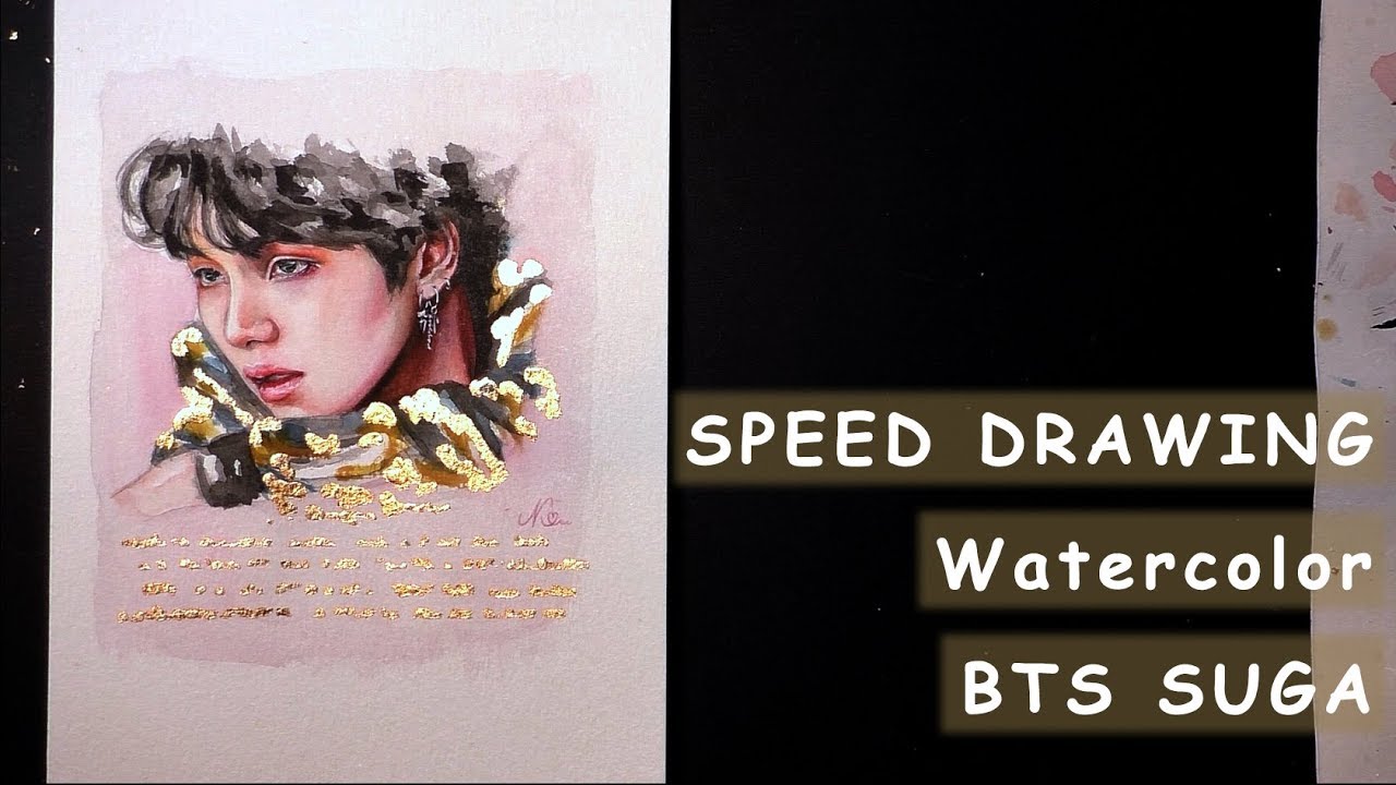 [Watercolor SPEED DRAWING] BTS SUGA / 방탄소년단 슈가 - YouTube