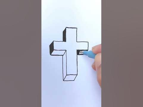 How to Draw 3D Cross Easy - YouTube