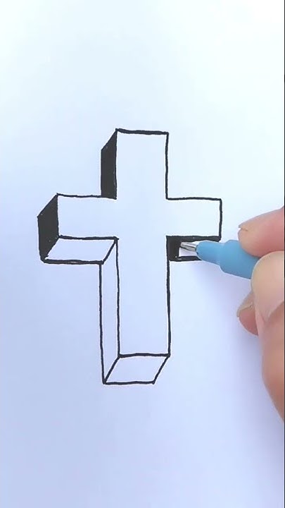 How to Draw 3D Cross Easy - YouTube