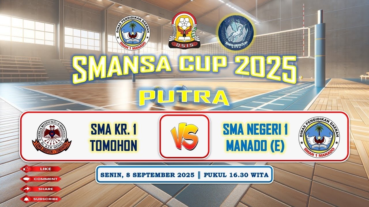 Pertandingan Putra antara SMAN KR. 1 TOMOHON Vs SMAN 1 MANADO (E ...