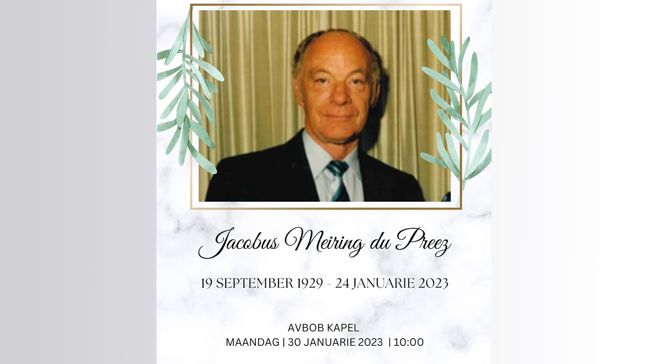 Jacobus Meiring Du Preez - YouTube