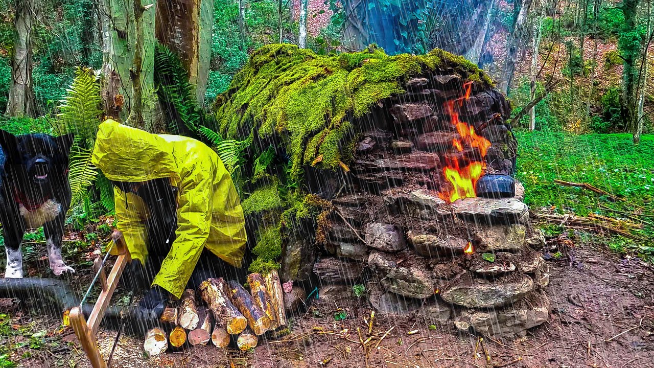 7 Days SOLO SURVIVAL CAMPING In HEAVY RAIN, Building Warm BUSHCRAFT ...