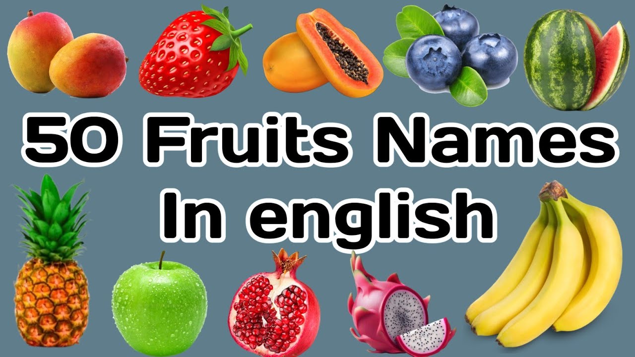 Learn 50 Fruits Names In English For Kids : 50 फलों के नाम : #kidssong ...