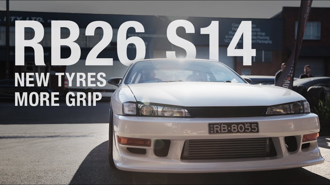 Our RB26 powered S14 gets some much needed fat rubber - YouTube
