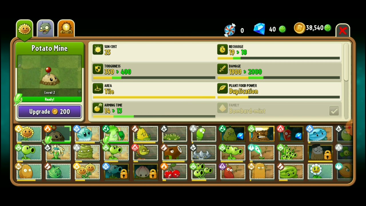 PVZ2: Potato Mine Upgrade to Level 3 - YouTube
