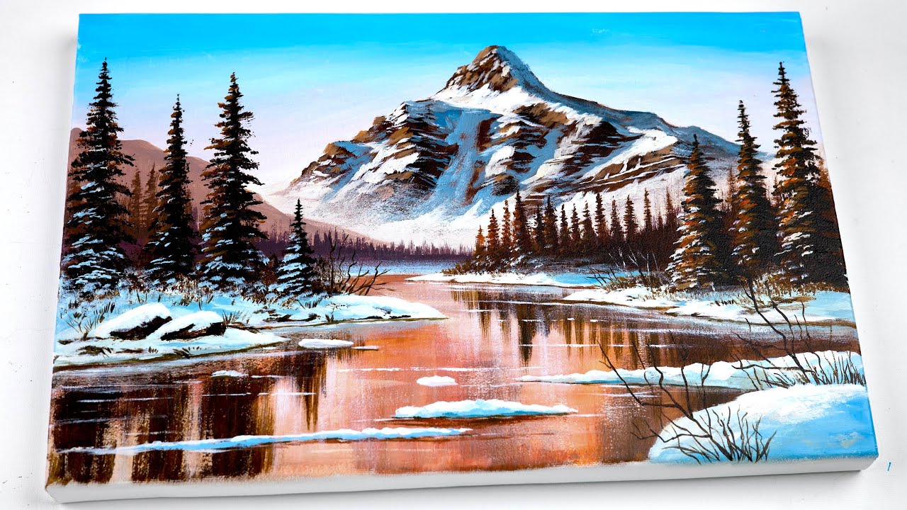 Winter Mountain in Acrylics | Step-by-Step Tutorial | How to Paint 21 ...