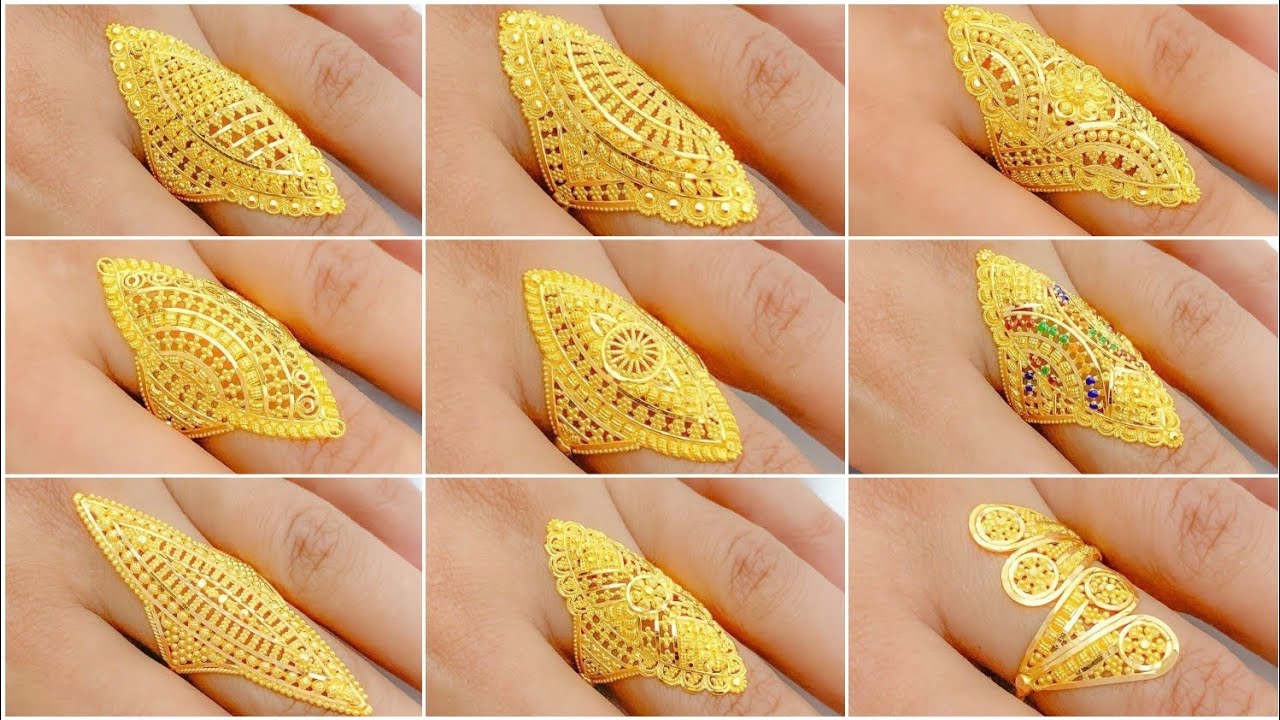 Gold Ring Designs/ Gold Ring Designs for Women/ Light Weight Gold Ring ...