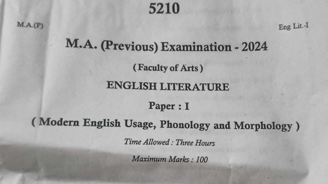 English Literature | अंग्रेजी साहित्य | M.A Previous Year Paper-1 2024 ...