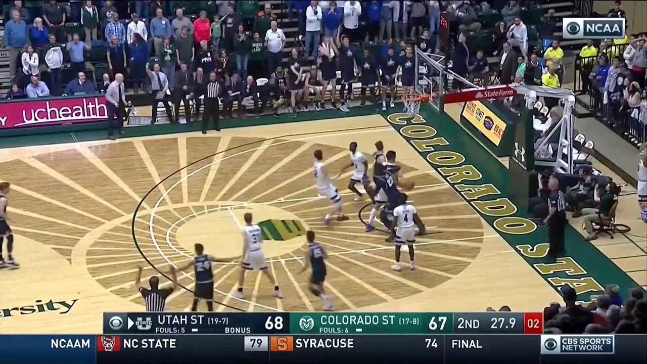 Clutch 3 point shot by Sam Merrill against Colorado State - YouTube