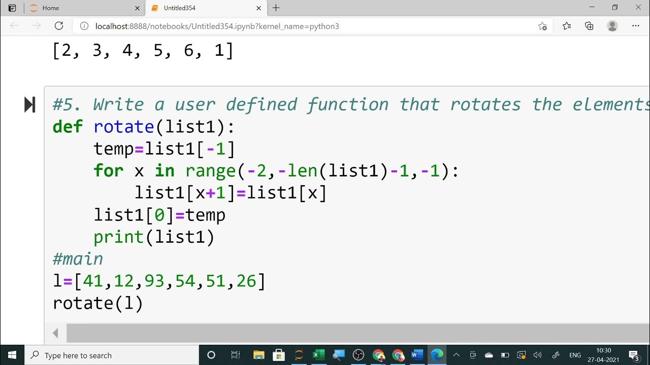 ROTATE SWAP ELEMENTS IN A LIST || USER DEFINED FUNCTION || LIST ...