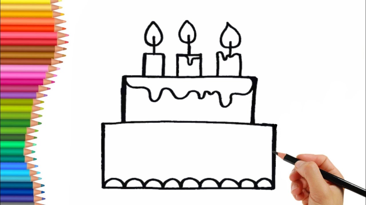 Big birthday cake drawing, painting colour for kids, toodles ideas for ...