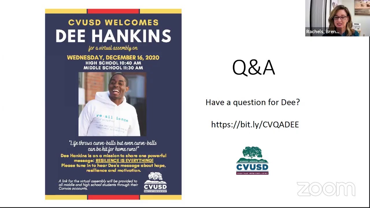 CVUSD Welcomes Speaker Dee Hankins - YouTube