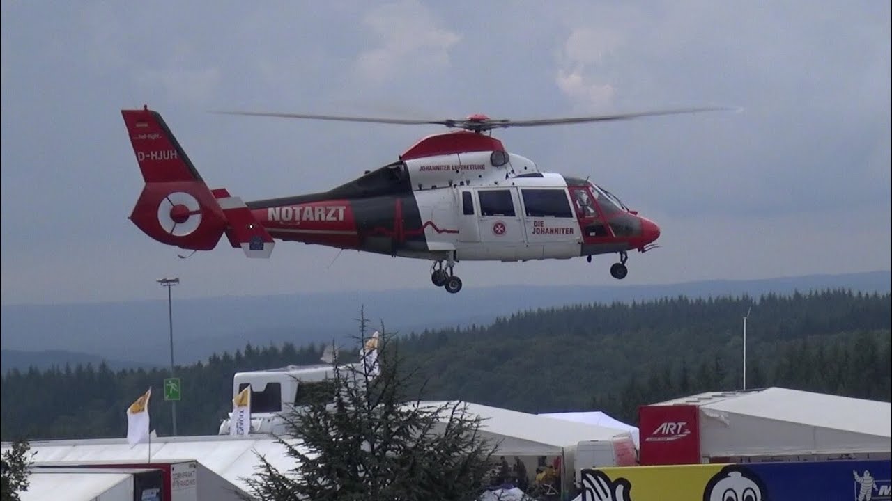 Amazing Airbus AS 365 Dauphin Helicopter at Nurburging - YouTube