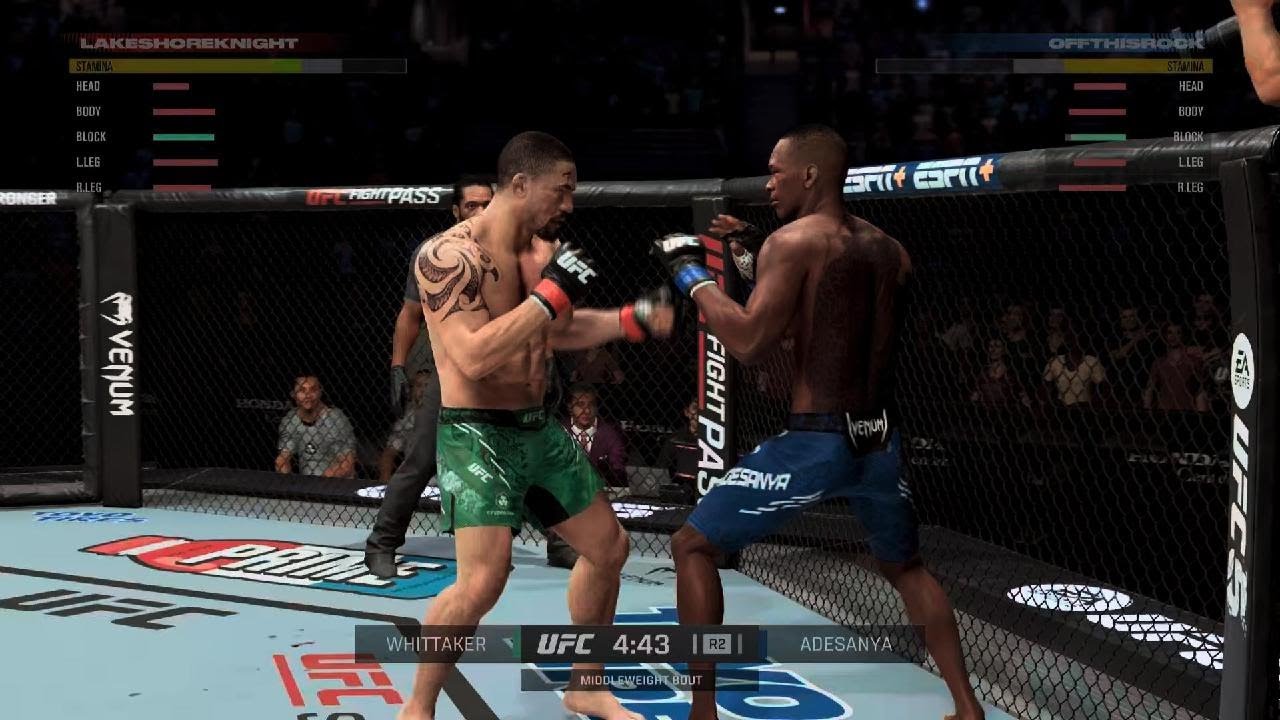 EA SPORTS UFC 5 flying knee stun lead overhand straight high kick ...