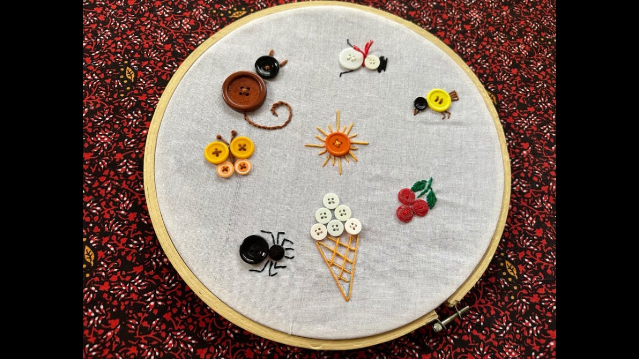 CUTE BUTTON EMBROIDERY ART | SIMPLE BUTTON ART IDEAS - YouTube
