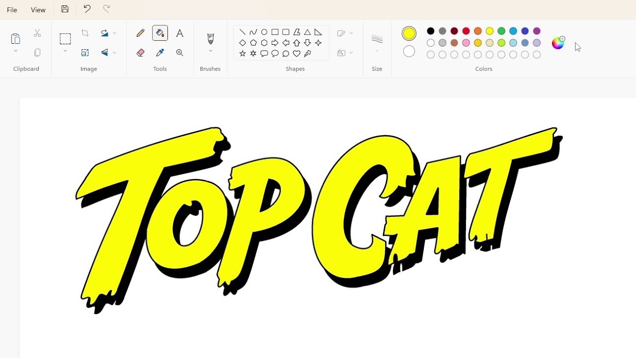 How to draw the Top Cat logo using MS Paint | How to draw on your ...