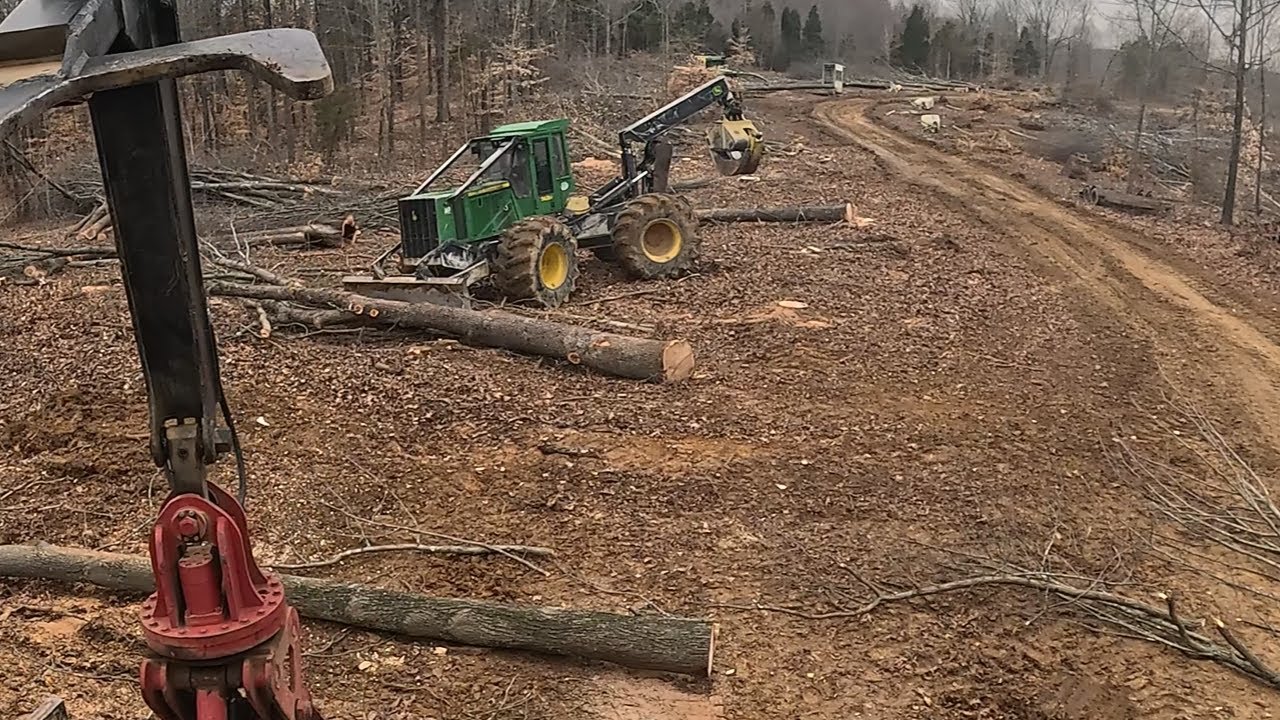 Setting up the boom and buck saw on a NEW Log Yard - YouTube
