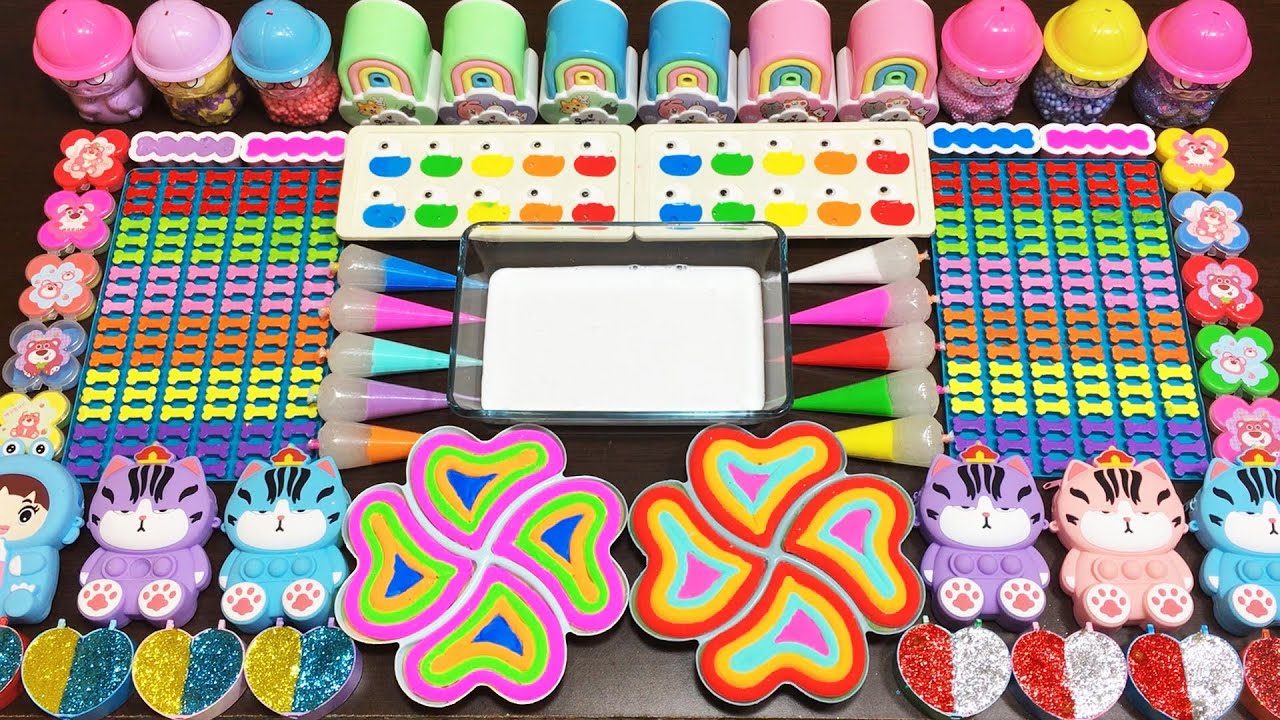 COLOR slime!!! Mixing random into GLOSSY slime!!!Satisfying LaLa Slime ...