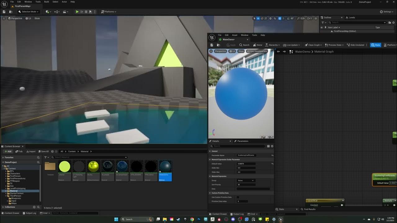 Unreal Demo - Single Layer Water Material - YouTube
