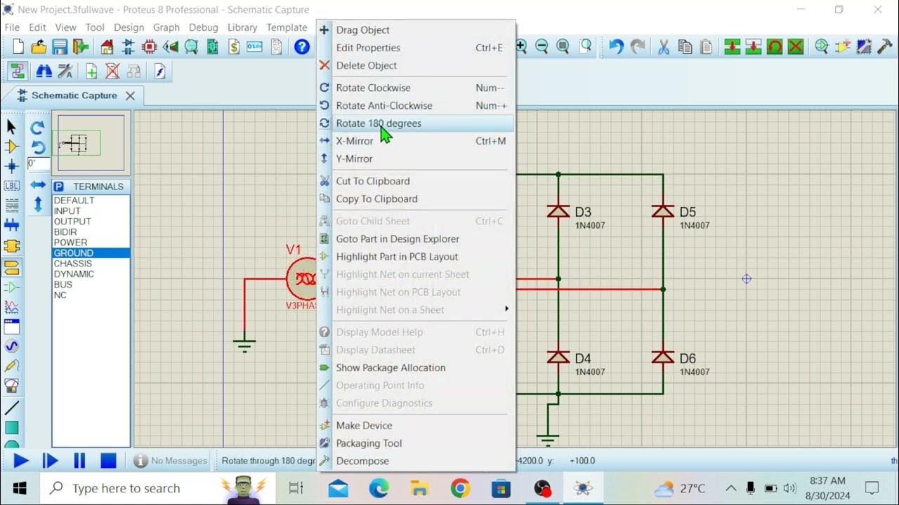 3-phase full wave rectifier in proteus | Circuit design in proteus ...