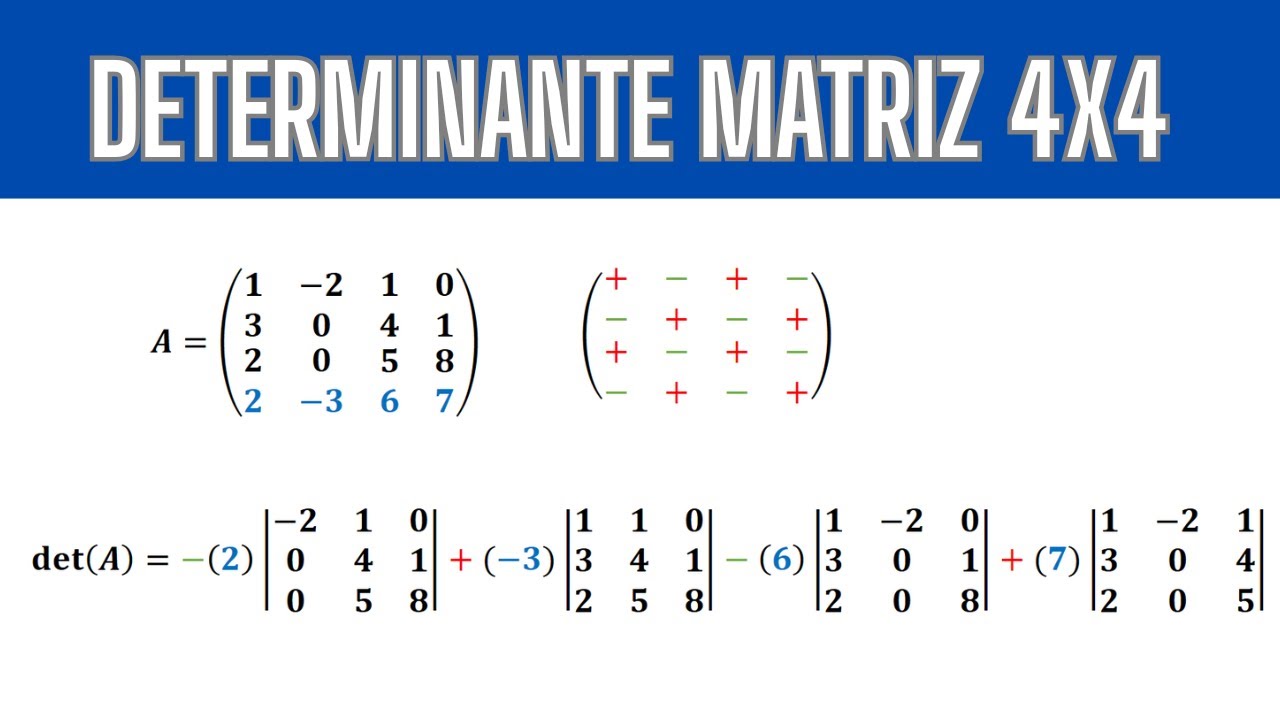 Como calcular el determinante de una matriz 4x4 - YouTube