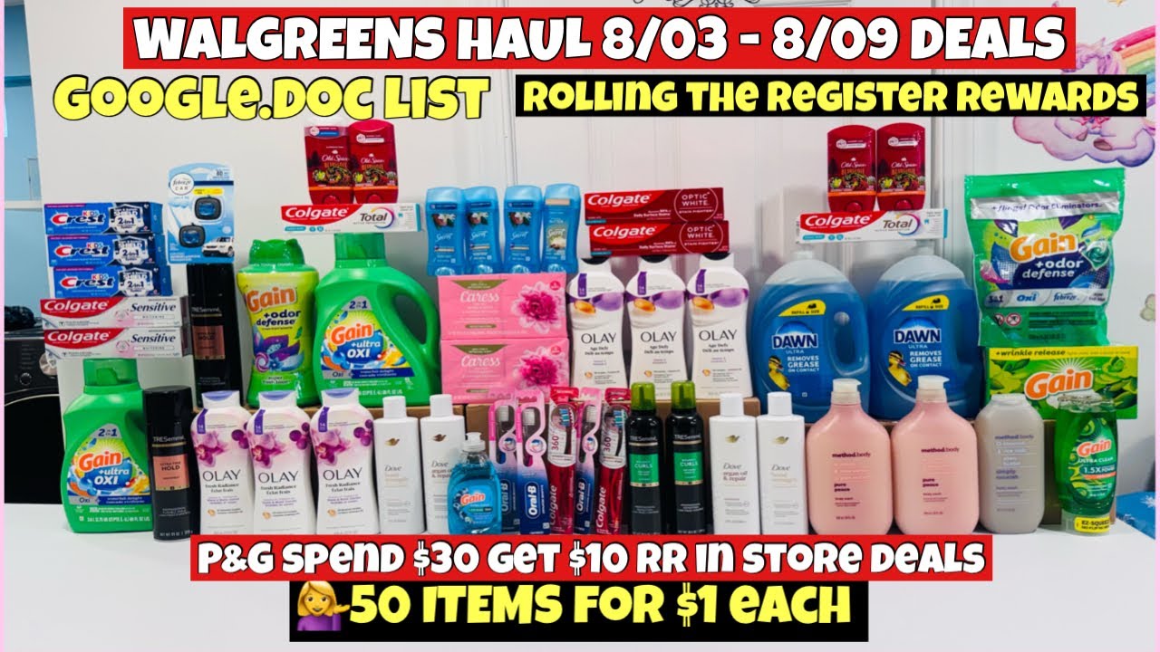 WALGREENS COUPONING HAUL 8/03 -8/09 DEALS * P&G SPEND $30 GET $10 RR IN ...